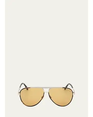 TOM FORD Rupert 02 63mm Metal & Acetate Aviator Sunglasses - Brown