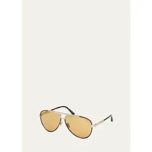 TOM FORD Rupert 02 63mm Metal & Acetate Aviator Sunglasses - Brown