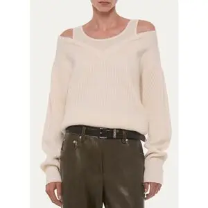 Helmut Lang Cold-shoulder Wool Top