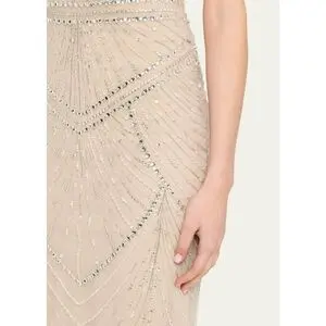 Pamella Roland Embroidered Tulle Halter Gown