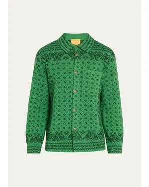 Guest In Residence Wild Rag Paisley Cashmere Knit Shirt - Canopy