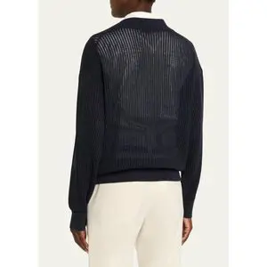 Brunello Cucinelli Echo Metallic Open Knit V-neck Cardigan