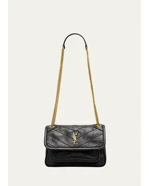 Saint Laurent Niki Mini Vintage Leather Shoulder Bag - Black