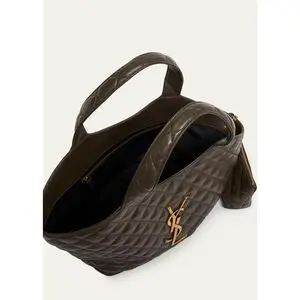 Saint Laurent Icare Medium Tote Bag In Lambskin Leather - Thyme