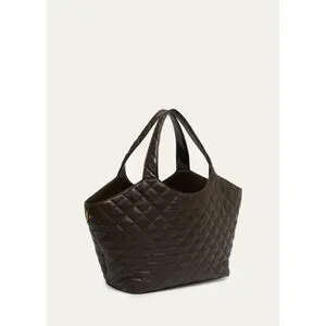 Saint Laurent Icare Medium Tote Bag In Lambskin Leather - Thyme