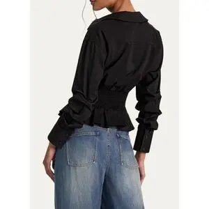Alice + Olivia Edie Gathered Corset Button-front Shirt