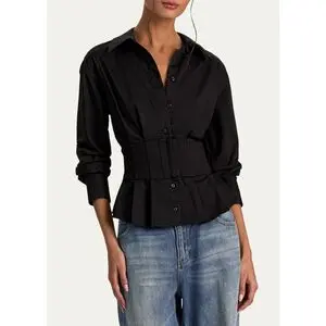 Alice + Olivia Edie Gathered Corset Button-front Shirt