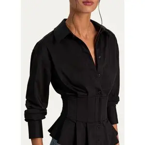 Alice + Olivia Edie Gathered Corset Button-front Shirt