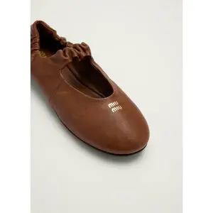 Miu Miu Ruched Leather Ballerina Flats
