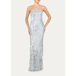 Jenny Packham Helix Sequined Strapless Gown