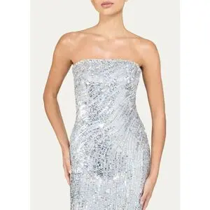 Jenny Packham Helix Sequined Strapless Gown