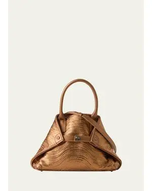 Akris Ai Little Wavy Metallic Leather Top-handle Bag - Bronze
