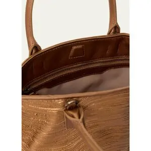 Akris Ai Little Wavy Metallic Leather Top-handle Bag - Bronze