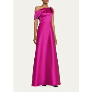 Rickie Freeman For Teri Jon Draped One-shoulder Bow Gown