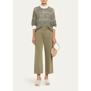 Brunello Cucinelli Water Reflection Pailette Striped Open Knit Sweater