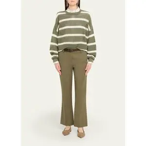 Brunello Cucinelli Striped Micronet Knit Crewneck Sweater