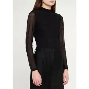 Alice + Olivia Clarinda Long-sleeve Mesh Turtleneck Bodysuit