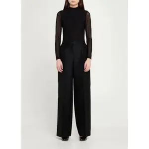 Alice + Olivia Clarinda Long-sleeve Mesh Turtleneck Bodysuit