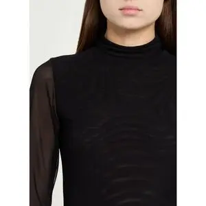 Alice + Olivia Clarinda Long-sleeve Mesh Turtleneck Bodysuit