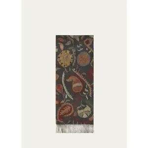 Alonpi Fringed Paisley Cashmere Scarf