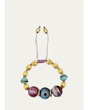 Tohum Design Evil Eye Charm Bracelet, Purple - Gold