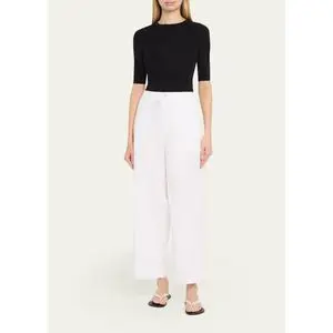 JAMIE HALLER The Rib Elbow-sleeve Crew T-shirt