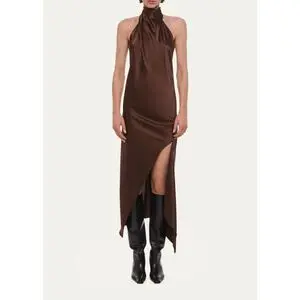 Helmut Lang Silk Halterneck Midi Dress