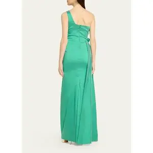 Rickie Freeman For Teri Jon Draped One-shoulder Taffeta Column Gown