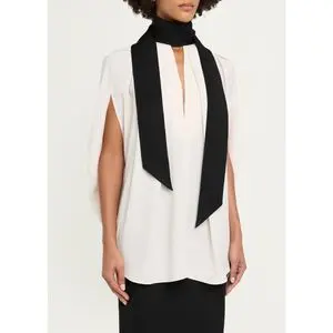 LANVIN Contrast Neck-scarf Pleated Cape Top