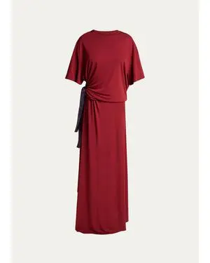Balenciaga Gathered Blouson Maxi T-shirt Dress
