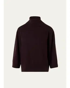 Akris Turtleneck Cashmere 3/4-sleeve Sweater