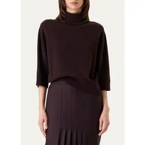 Akris Turtleneck Cashmere 3/4-sleeve Sweater