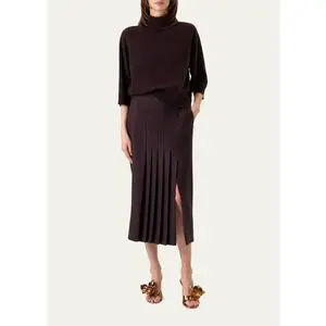 Akris Turtleneck Cashmere 3/4-sleeve Sweater