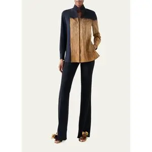 Akris Oro Lienzo Silk Crepe Tunic Blouse