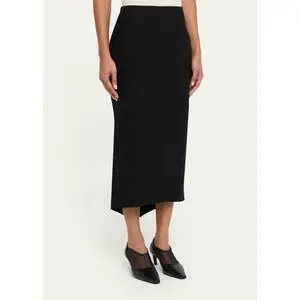 LANVIN Silk-blend Asymmetric Slit Midi Skirt