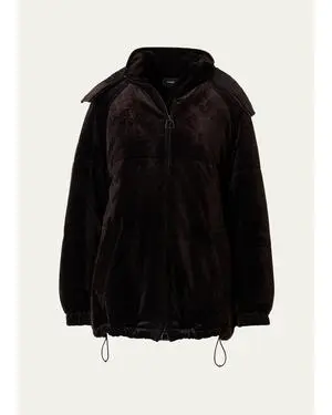 Akris Wednesday Corduroy Oversized Parka Jacket With Detachable Hood - Coffee