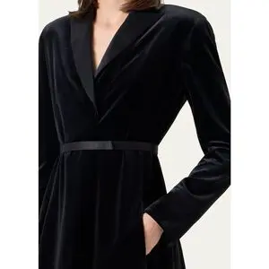 Akris Satin-lapel Belted Velvet Midi Tuxedo Dress