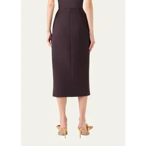 Akris Wool Double-face Slit Midi Pencil Skirt - Coffee