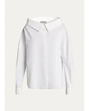 Balenciaga Stola Oversized-collar Poplin Shirt - Bianco