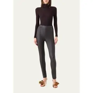 Akris Flame Leather Skinny-leg Ankle Pants