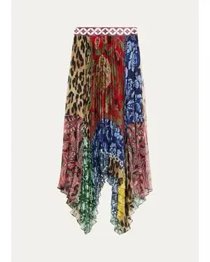 Alice + Olivia Katz Pleated Handkerchief Midi Skirt - Off The Grid