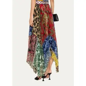 Alice + Olivia Katz Pleated Handkerchief Midi Skirt
