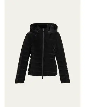 Moncler Trefle Hooded Down Velour Jacket