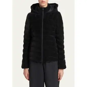 Moncler Trefle Hooded Down Velour Jacket