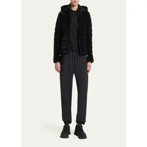 Moncler Trefle Hooded Down Velour Jacket