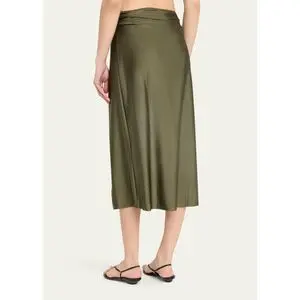 Simkhai Kora Satin Wrap Midi Skirt
