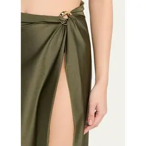 Simkhai Kora Satin Wrap Midi Skirt