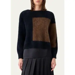 Akris Cloud Cashmere Oro Lienzo Jacquard Crewneck Sweater - Black