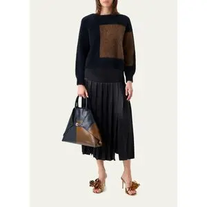 Akris Cloud Cashmere Oro Lienzo Jacquard Crewneck Sweater - Black