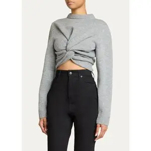 Balenciaga Cropped Twisted Wool Sweater